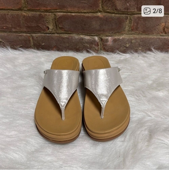 Reef | Shoes | Nwot Reef Aura Silver Tan Wedge Slip On Sandals Size 8 ...